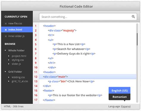 Code Editor Design Download Free PSD And HTML