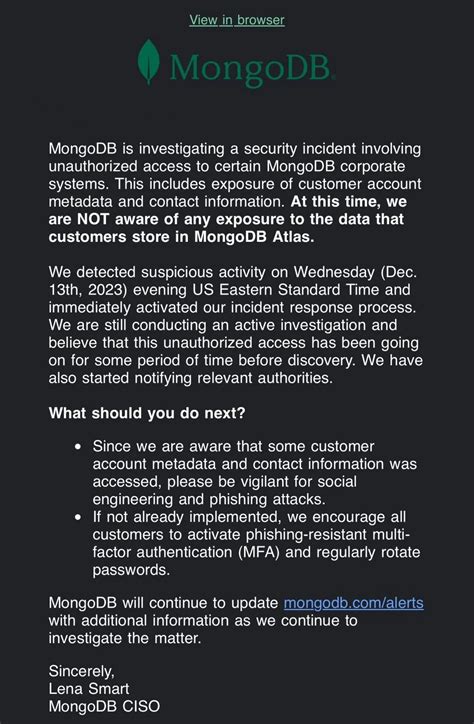 Data Breach Alert Mongodb Customer Hit Logs Accessed