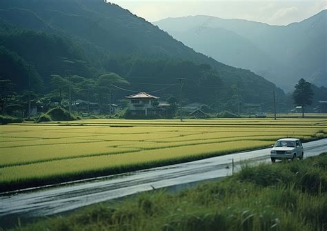 산을 배경으로 한 길 위의 논 가을 종속 계절 배경 일러스트 및 사진 무료 다운로드 Pngtree