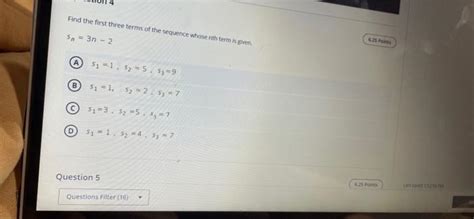 Solved Find The First Three Terms Of The Sequence Whose Nth