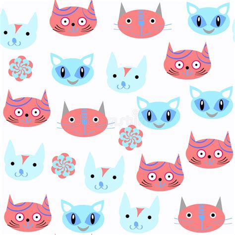 Cats Seamless Pattern It Is Located In Swatch Menu Imag Stock Vector Illustration Of