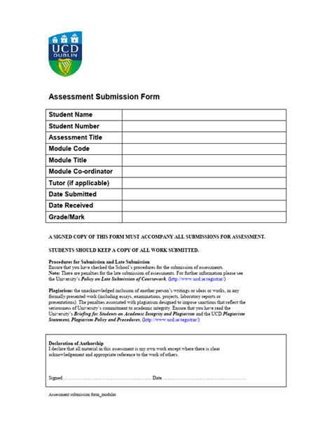 Assessment Submission Form 1 Pdf