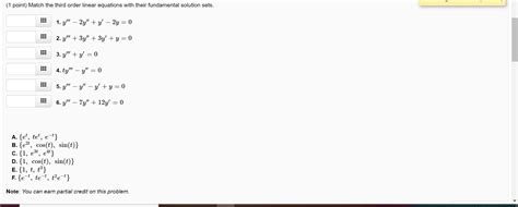 Solved 1 Point Match The Third Order Linear Equations With