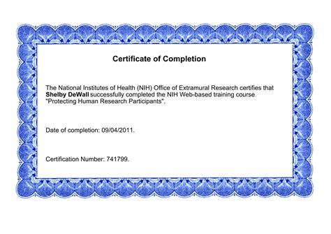 Nih Certificate Of Completion Pdf