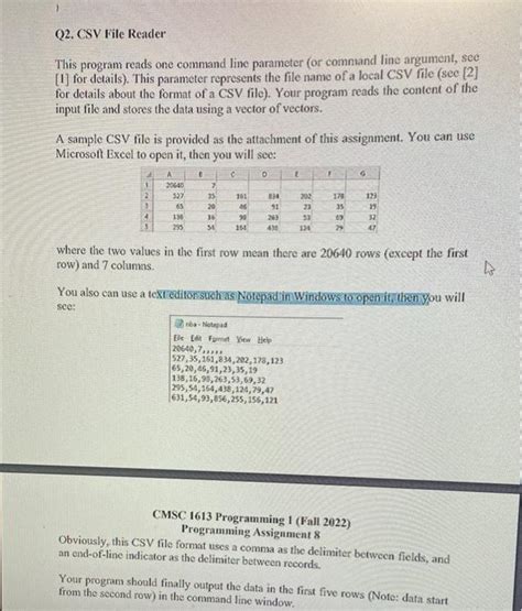 Solved Q2 Csv File Reader This Program Reads One Command