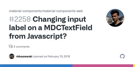 Changing Input Label On A MDCTextField From Javascript Issue Material Components