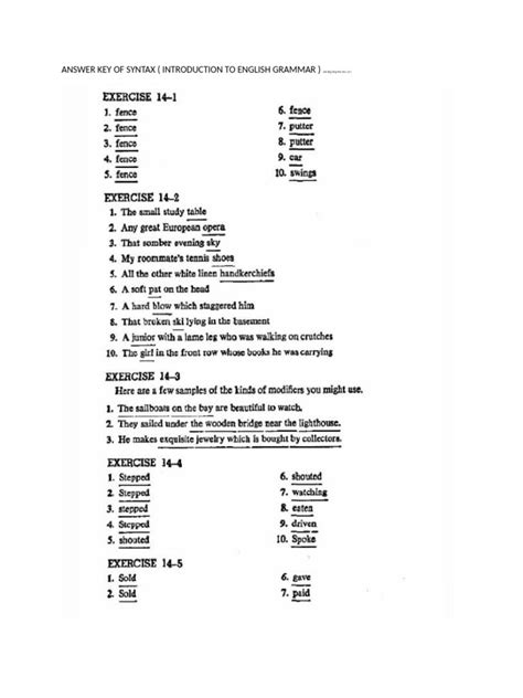 Answer Key Of Syntax Pdf