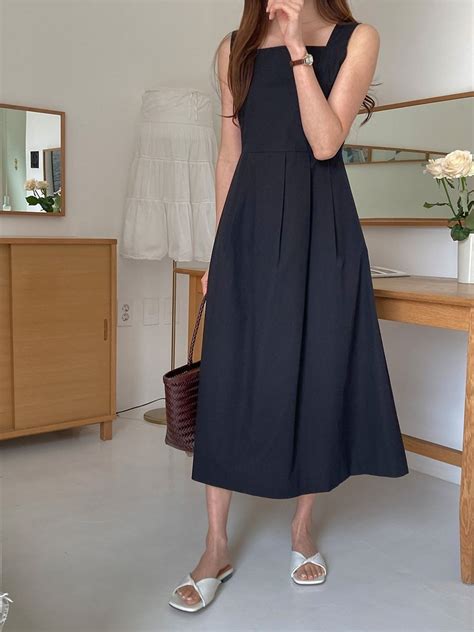 멜로우 롱 바스락원피스 뷔스티에원피스 휴양지 원피스 레이어드 스퀘어넥 나시 드레스