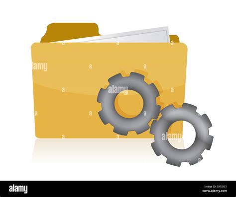 Folder With Gears Illustration Design On White Background Stock Photo Alamy