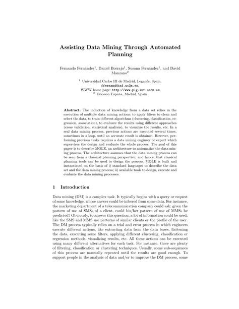 Pdf Assisting Data Mining Through Automated Planning