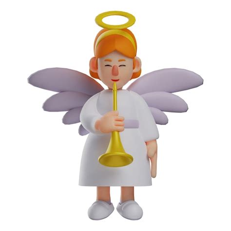 Ilustração 3d Desenho Animado Do Personagem 3d Angel Segurando Uma