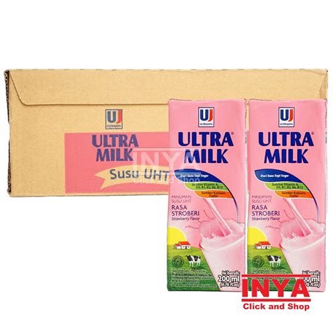 Jual Ultra Milk Susu Uht Rasa Stroberi 24x200ml Box Susu Kemasan Strawberry Milk Drink