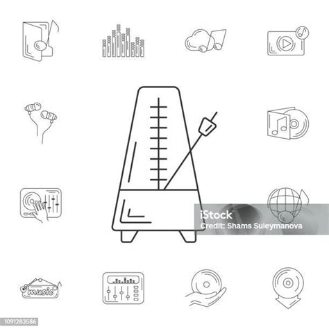 메트로놈 아이콘입니다 간단한 요소 그림입니다 음악 컬렉션 집합에서 메트로놈 기호 디자인입니다 웹 및 모바일 사용할 수 있습니다 메트로놈에 대한 스톡 벡터 아트 및 기타