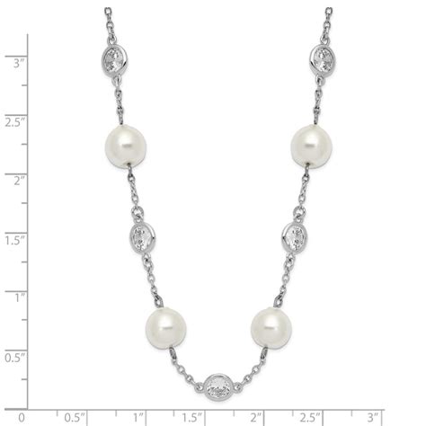 Cheryl M Sterling Silver Rhodium Plated Glass Pearl And Brilliant Cut