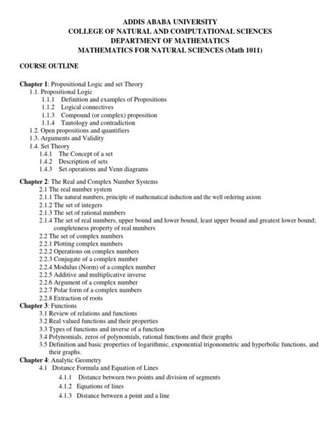 Math 1011 Course Outline Download Free Pdf Complex Number