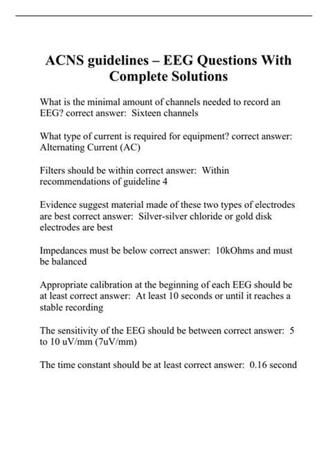 Acns Guidelines Eeg Questions With Complete Solutions Eeg Stuvia Us