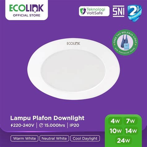 Jual Ecolink Lampu Plafon Bulat Downlight Led Shopee Indonesia