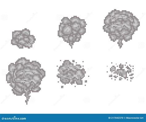 Pixel Art Smoke Animation Vector Frames For Game Design Stock Vector
