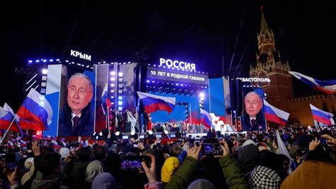 Putin Addresses Red Square Crowds After Claiming Landslide Election Win
