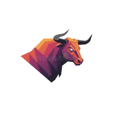 Stylized Bull Head In Geometric Design Featuring Sharp Angular Shapes Color Palette Stock