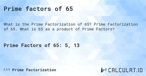 Prime Factors Of 65 Calculatio