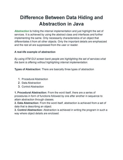 Difference Between Data Hiding And Abstraction In Java Difference Between Data Hiding And