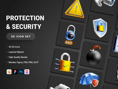 3d Protection And Security Icon Set Flat Icons