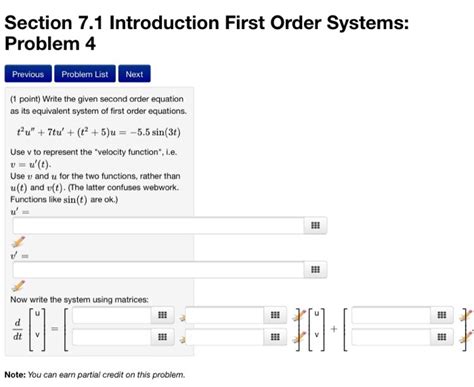 Solved Write The Given Second Order Equation As Its