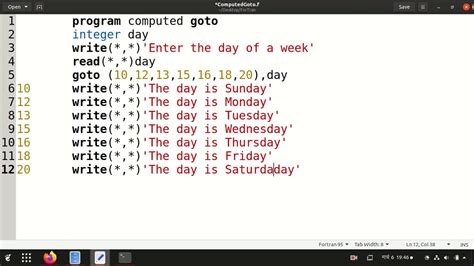 Fortran 11 Computed Goto Statement Youtube