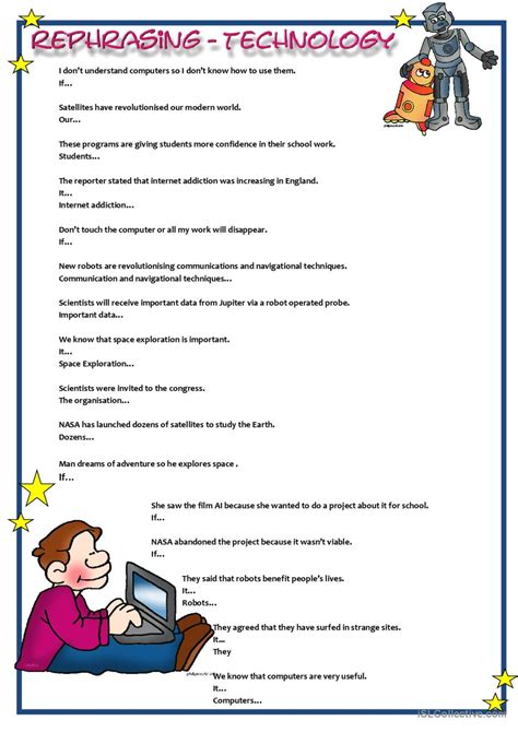 Rephrasing Technology English ESL Worksheets Pdf Doc