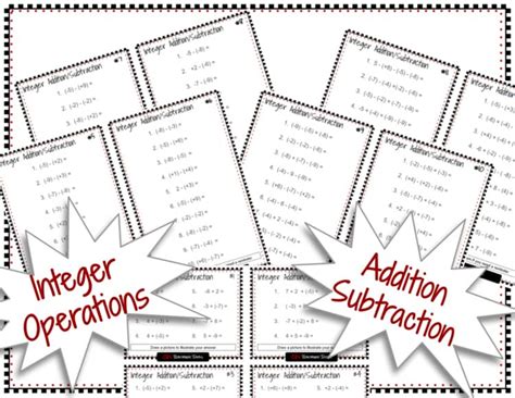 Integer Operations Task Cards Addition And Subtraction By Cjs
