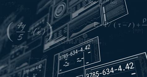 Animation Of Mathematical Data Processing Over Screens On Dark