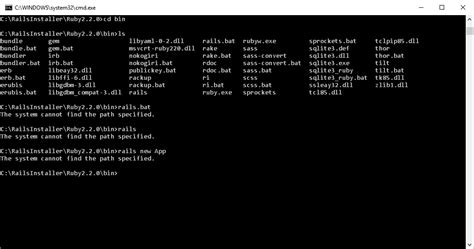 Ruby On Rails Command Wont Execute Even Running Directly From Installation Directory Stack