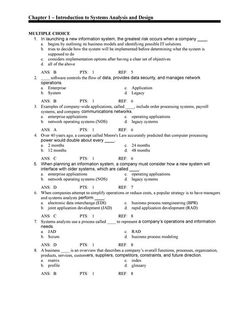 Systems Analysis And Design Chapter 1 Test Bank Systems Chapter 1 Introduction To Systems