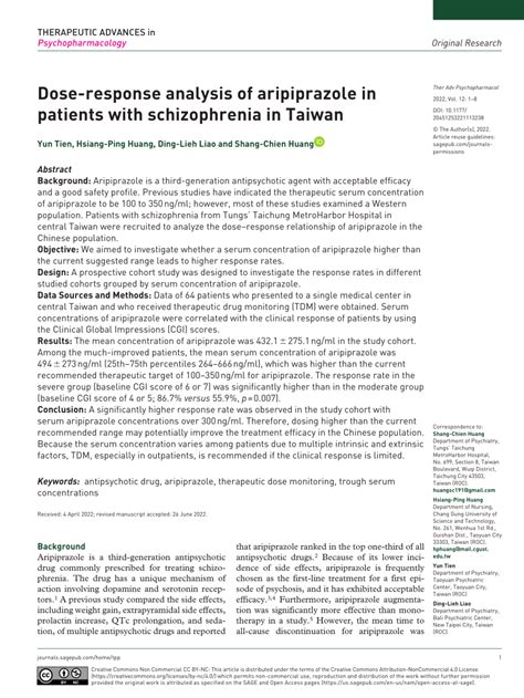 Pdf Dose Response Analysis Of Aripiprazole In Patients With