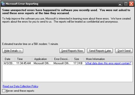 Microsoft Error Reporting