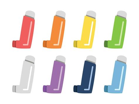 Asthma Inhaler Clipart Cartoon Style Multicolor Medical Allergy Asthma