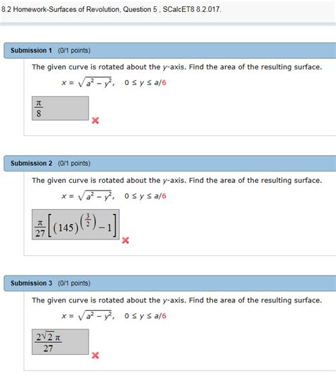 solved the given curve is rotated about the y axis find the