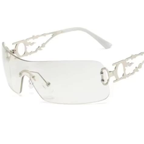 Vintage Y2k Sunglasses Clear Lens Chrome Depop