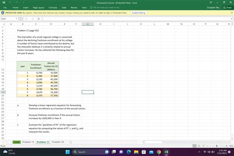 Solved Homework XIsx Protected View Excel File Home Chegg Com