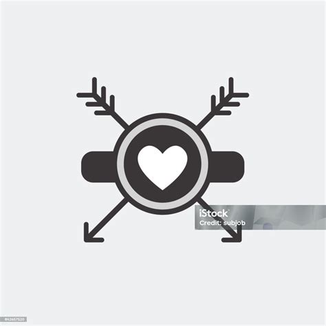 발렌타인의 날에 대 한 장식 아이콘입니다 그래픽 낭만적인 요소 마음 그리고 화살표입니다 사랑 하는 벡터 일러스트 레이 션 2월에