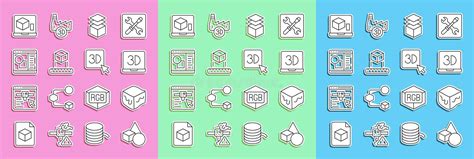 Set Line Basic Geometric Shapes Isometric Cube 3d Printer Layers