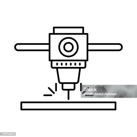 드릴링 Cnc 라인 벡터 아이콘 쉽게 수정 아이콘에 대한 스톡 벡터 아트 및 기타 이미지 아이콘 빻기 Cnc 장치 Istock