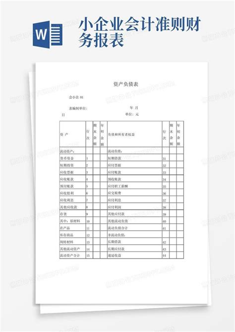 小企业会计准则财务报表word模板下载 编号qoowwjwp 熊猫办公