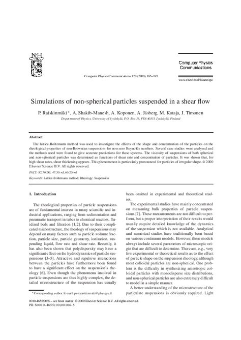 Pdf Simulations Of Particulate Suspensions With The Lattice Boltzmann Method