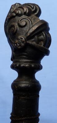 French 19th Century Knights Helmet Pommel Fencing Foil