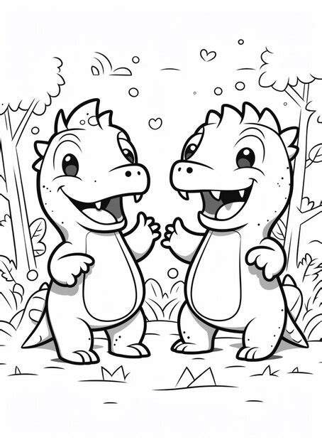 Premium Photo Coloring Pages Of Dinosaurs Talking To Each Other