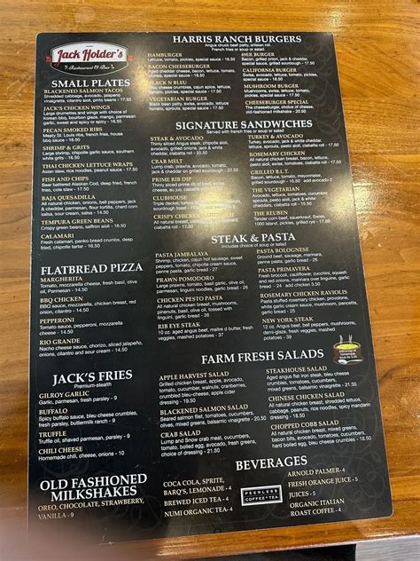 Jack Holders Restaurant And Bar Menu Updated November 2025