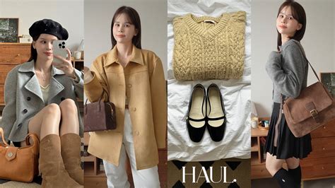 가을 옷 막차취향 듬뿍 담은 가을 패션하울🍂🌰🤎 숏 핸드메이드 코트 스웨이드 자켓 버터 케이블 니트 화이트 데님