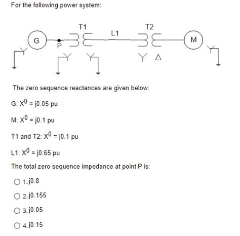 Solved For The Following Power System The Zero Sequence Chegg Com
